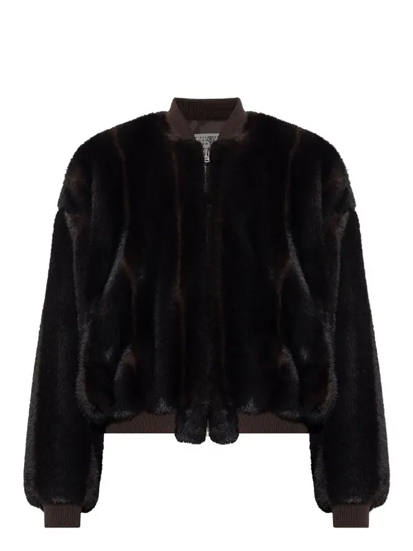 MAISON MARGIELA Furry Bomber Jacket - Brown
