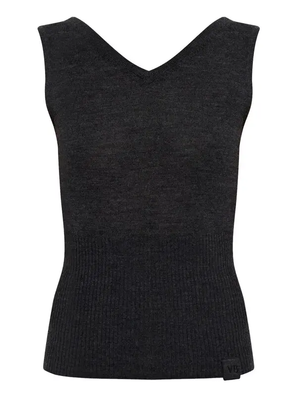 Victoria Beckham Sleeveless V-neck Wool Top - Grey