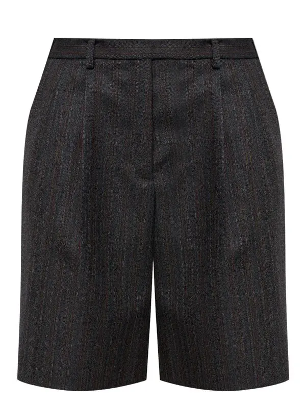 JIL SANDER Wool Shorts With Vertical Stripes - Grey