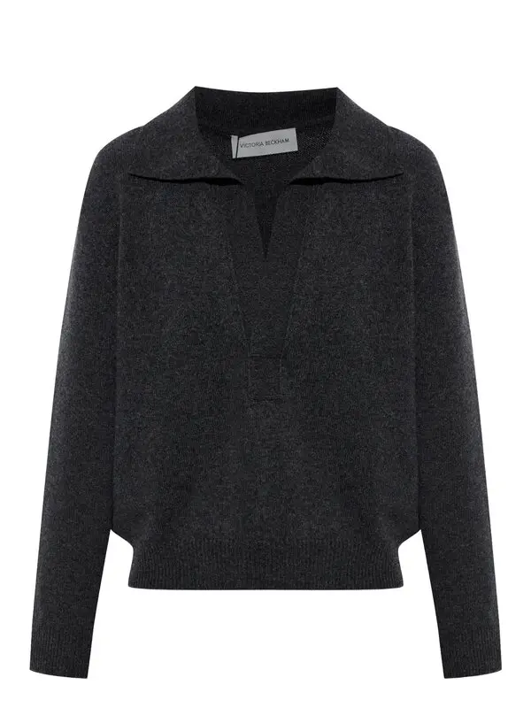 Victoria Beckham Long Sleeve Polo Shirt - Grey