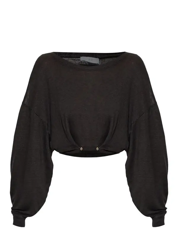 IRO PARIS Destinee" Cropped Linen Top With Asymmetrical Neckline - Black