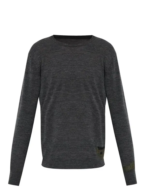 MAISON MARGIELA Crew Neck Wool Sweater With Embroidered Detailing - Grey