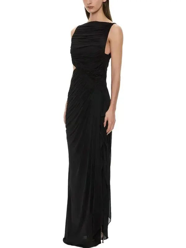 Christopher Esber Theia Squared Ruched Cutout Dress - Black