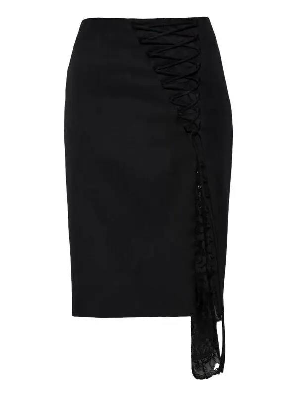 Alexander McQueen Lace-insert Pencil Midi Skirt - Black