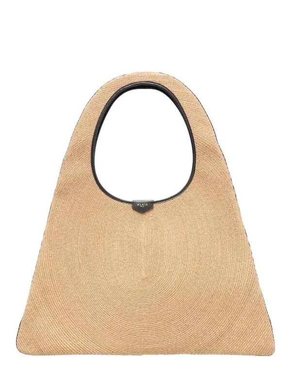 Alaïa Leather-trimmed Paper Straw Shoulder Bag - Brown