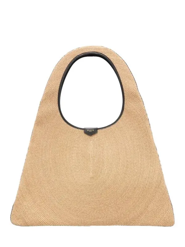Alaïa Paper Straw Shoulder Bag With Leather Trim - Brown