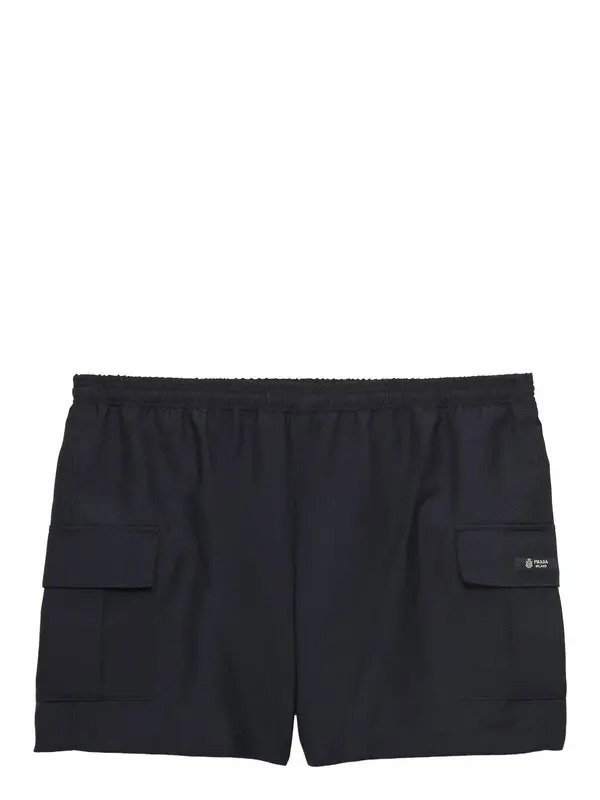 Prada Wool Shorts With Drawstring Waistband - Blue