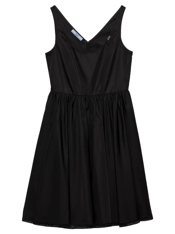 Prada Re-nylon Mini Dress With Lace Trim - Black