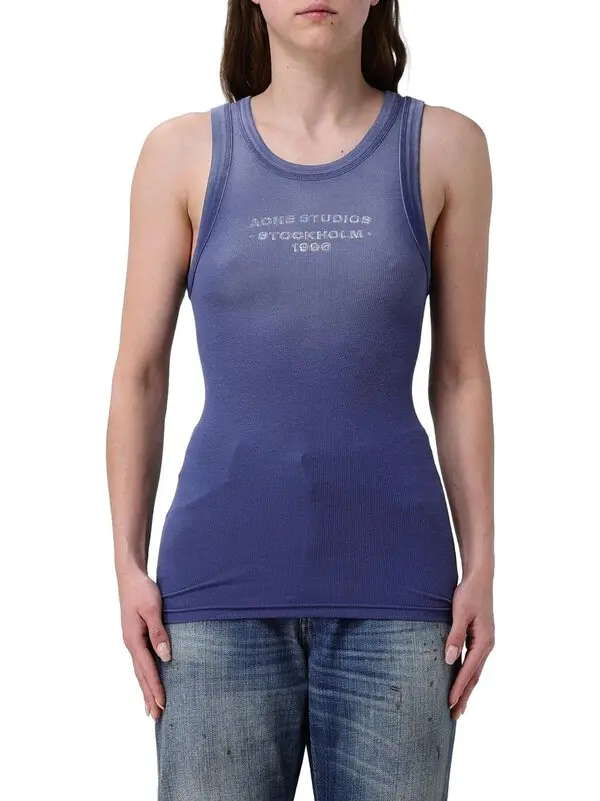 Acne Studios Sleeveless Cotton And Modal Blend Top - Blue