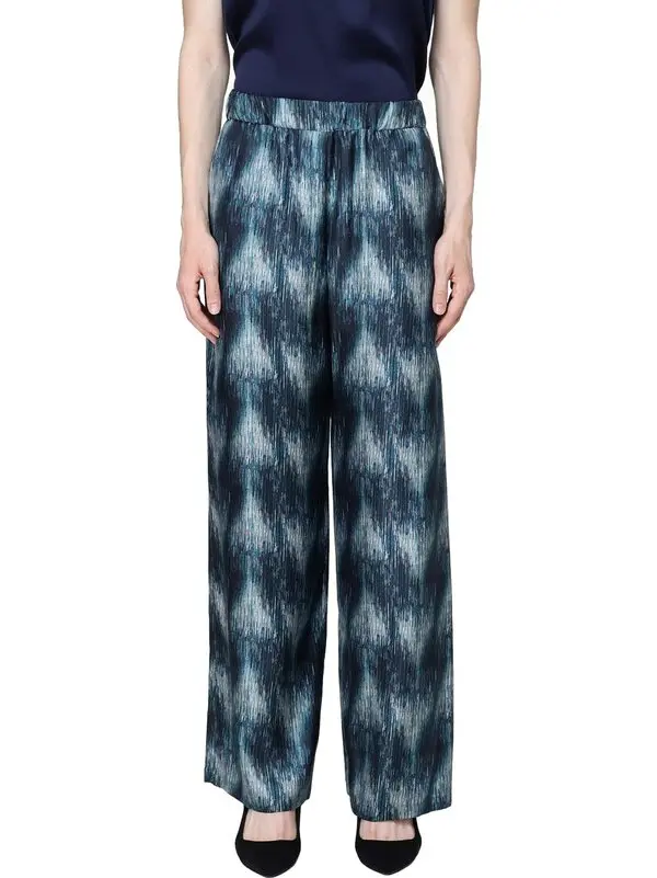 Max Mara Silk Palazzo Trousers With Abstract Print - Blue