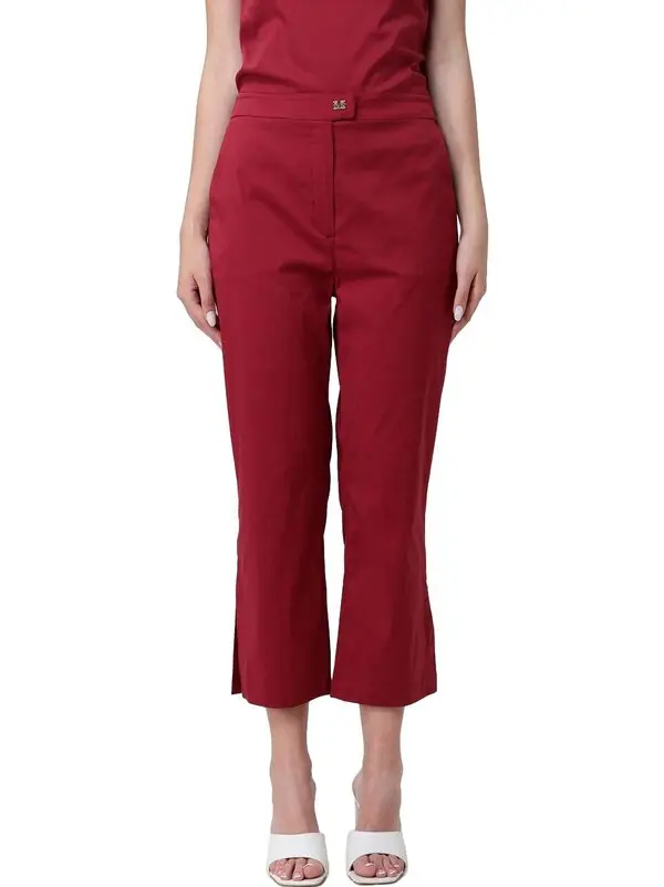 Max Mara Cropped Flared Cotton Poplin Trousers - Red