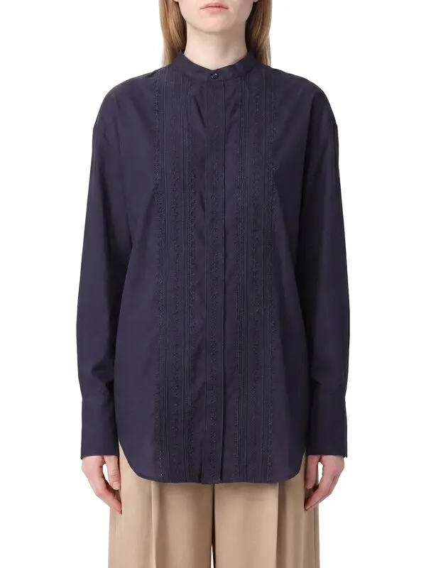 FORTE_FORTE Embroidered Cotton Shirt - Blue