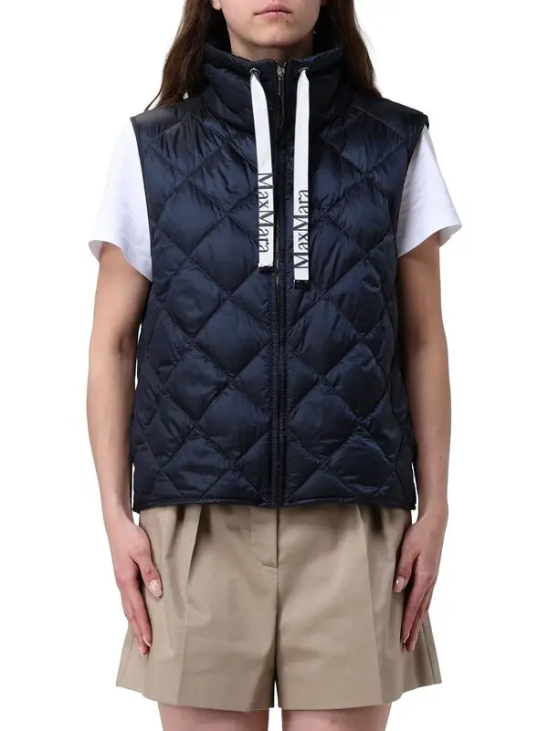 Max Mara Quilted Nylon Hooded Gilet Padded With Goose Down - Blue