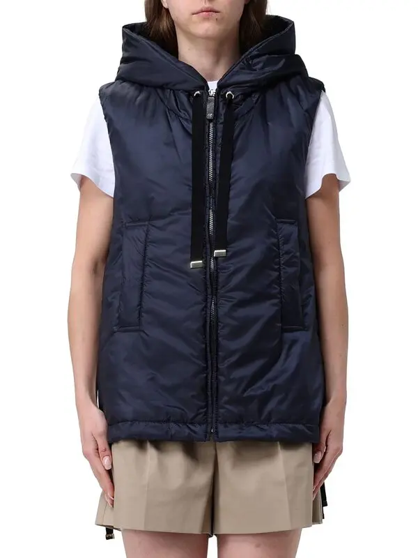 Max Mara Padded Nylon Hooded Gilet - Blue