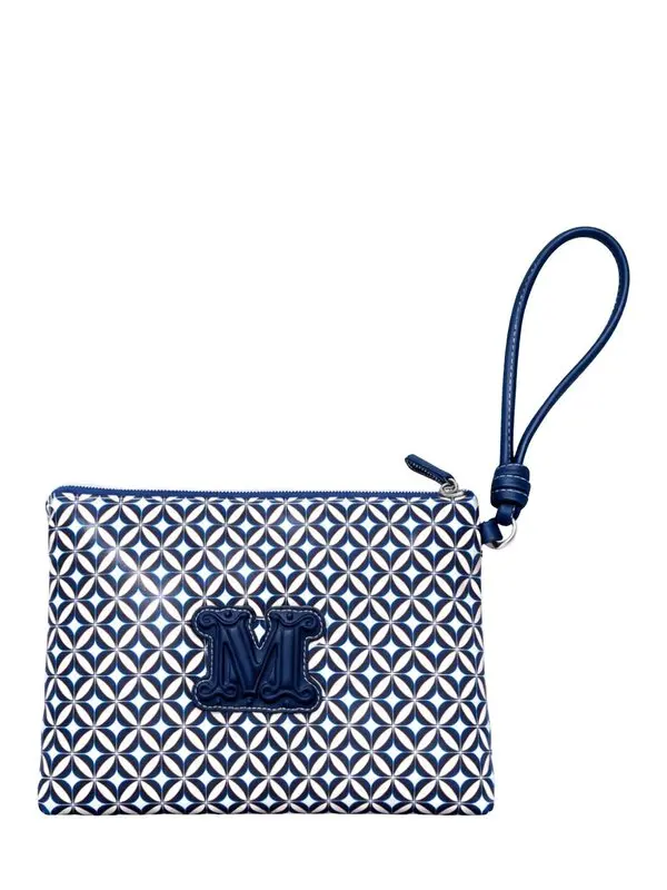 Max Mara Tazzina Clutch In Coated Cotton - Blue