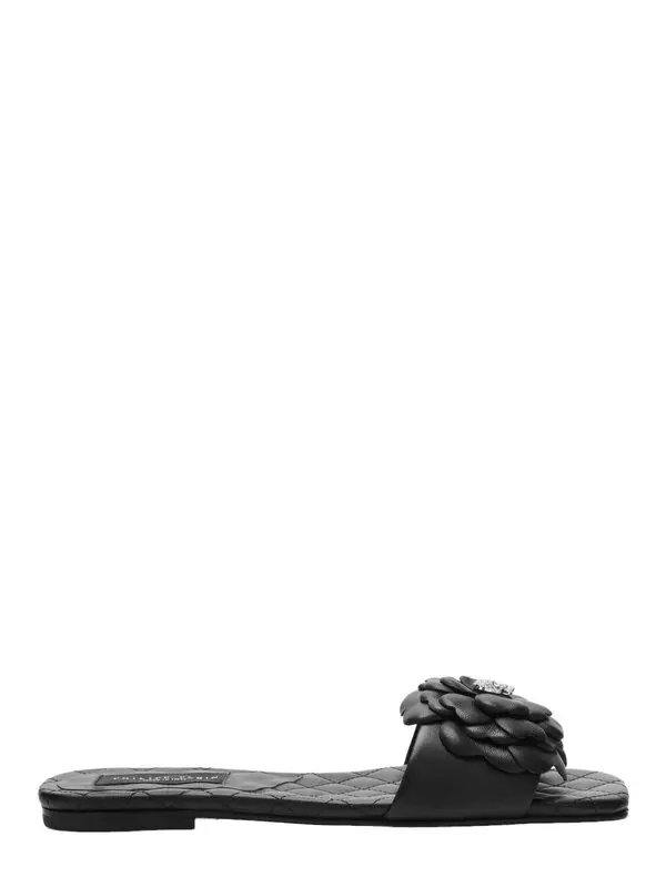 Philipp Plein Embellished Flower Slides - Black