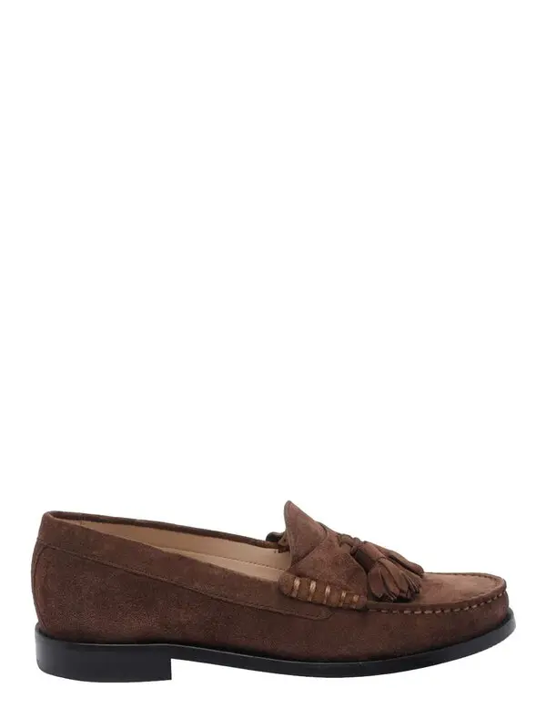 STUART WEITZMAN Suede Tassel Loafers - Brown