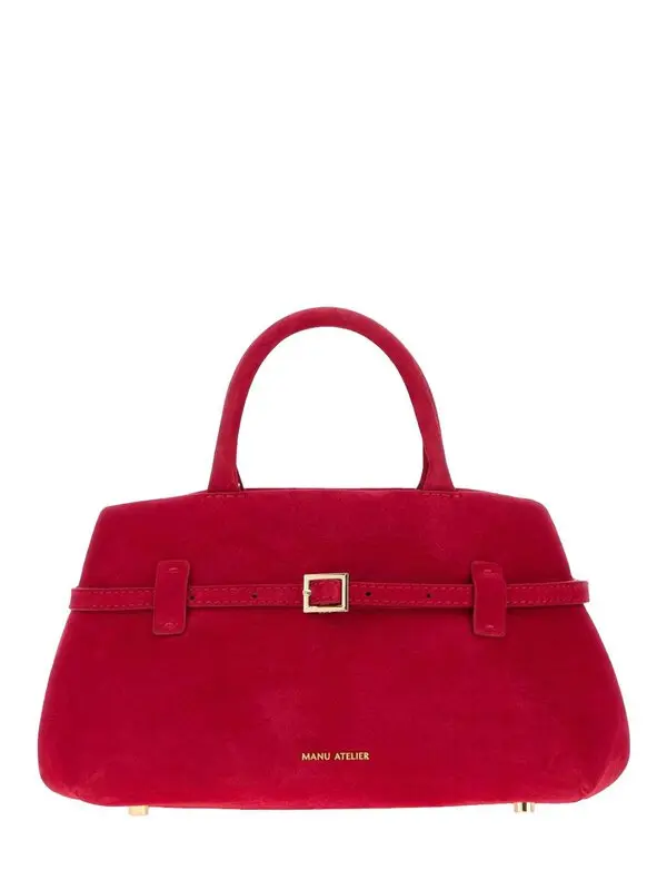 Manu Atelier Suede Tote Bag With Buckle Detail - Red
