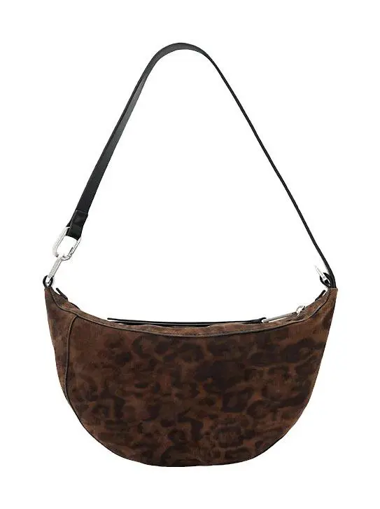 ALLSAINTS Luna Suede Leopard Print Shoulder Bag - Leopard Brown