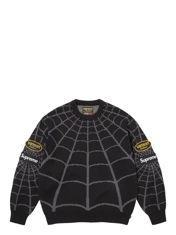 Supreme X Vanson Leathers Spider-man Sweater - Black
