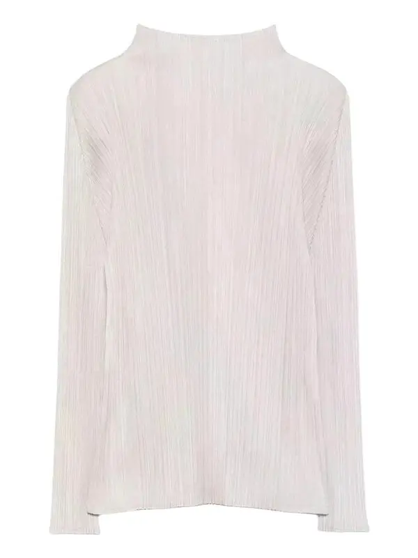 Issey Miyake Long Sleeve High Neck Blouse - Grey
