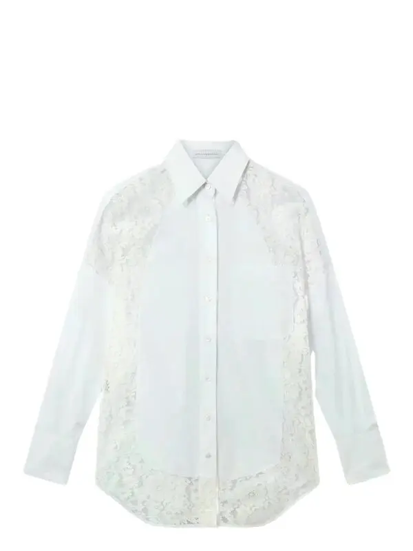 Stella McCartney Floral Lace-panelled Cotton Shirt - White