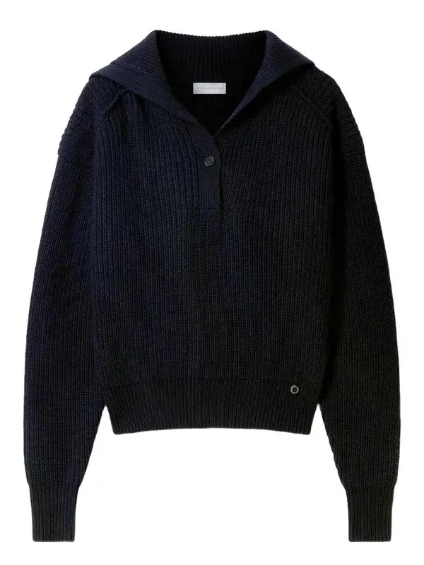 Stella McCartney Ribbed Knit Button-up Sweater - Blue