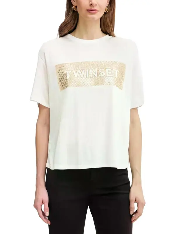 TWINSET Sequin Embellishment T-shirt - Neutrals