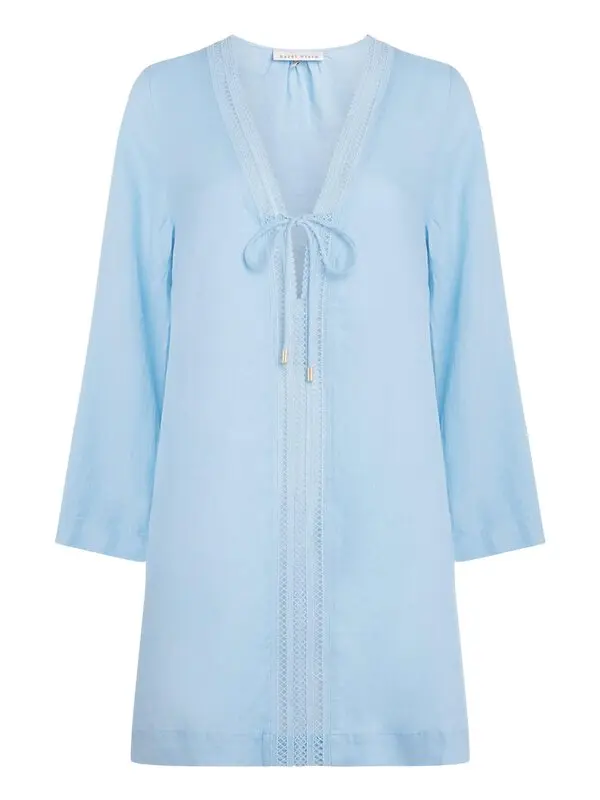Heidi Klein Linen Kaftan With Tie Detail - Blue