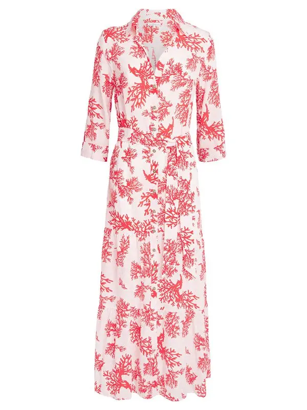 Heidi Klein Silk Maxi Shirt Dress - Red