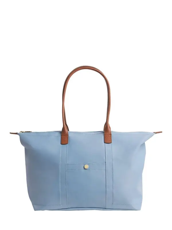 Harrods Medium Nylon Tote Bag With Leather Trim - Blue