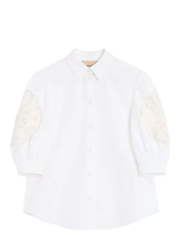 Valentino Garavani Lace-trimmed Cotton Shirt - White