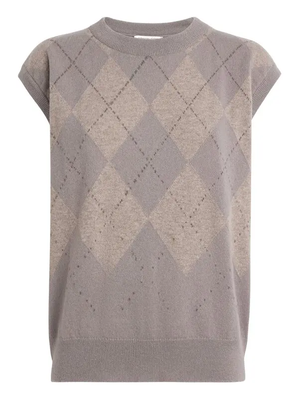 Johnstons Of Elgin Cashmere Argyle Clan Sweater - Brown