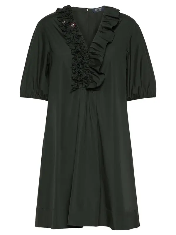 Max Mara Ruffled Mini Dress With Embellishments - Green