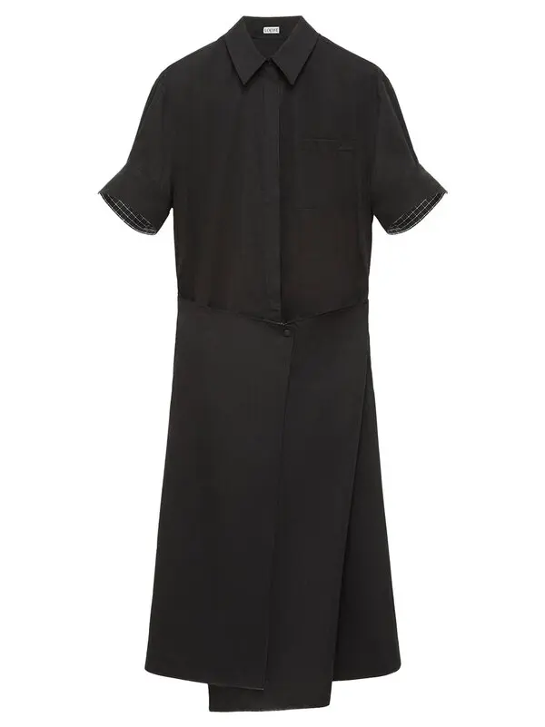 Loewe Cotton-silk Gabardine Midi Shirt Dress - Black