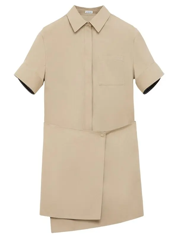 Loewe Cotton-silk Gabardine Midi Shirt Dress - Beige