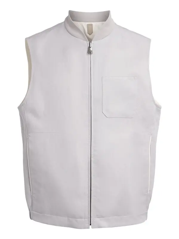 Canali Linen-silk Reversible Zip-up Gilet - Beige