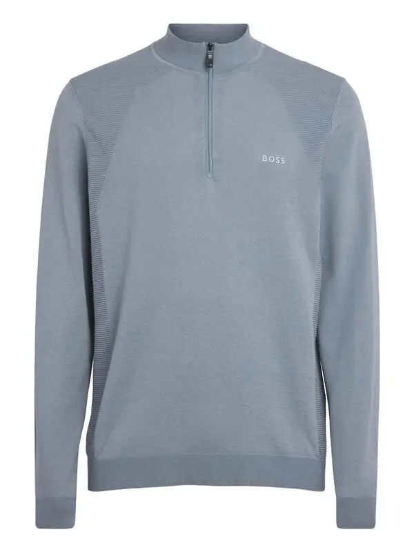 BOSS Momentum Lite Zip Neck Sweatshirt - Grey