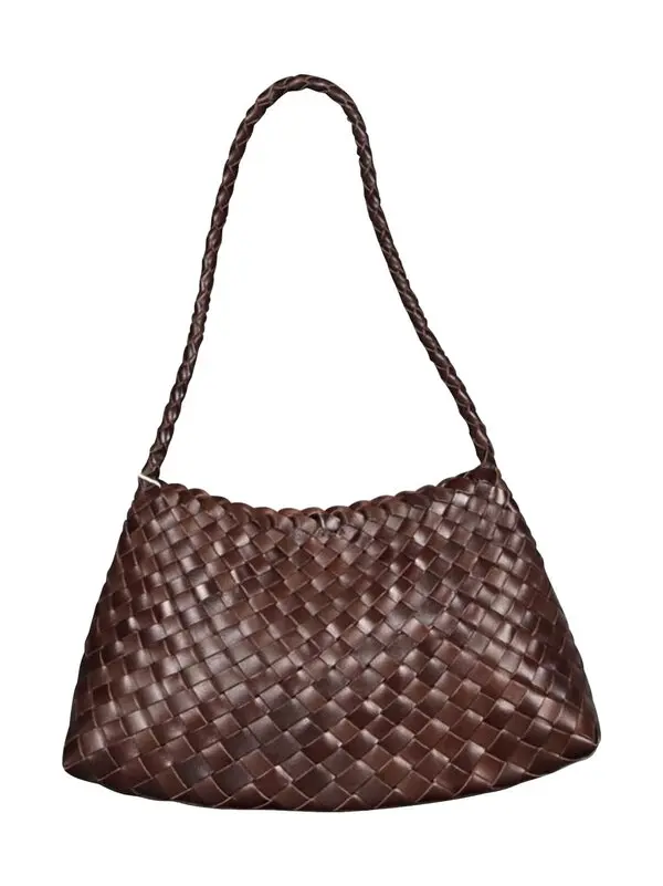 RIMINI Woven Vegan Leather Sling Bag - Brown