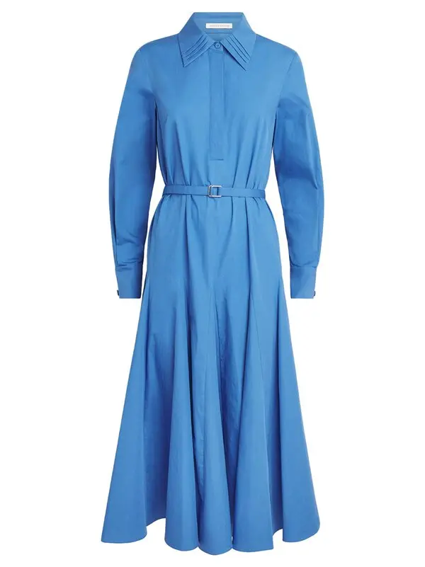 EMILIA WICKSTEAD Cotton Midi Shirt Dress - Blue