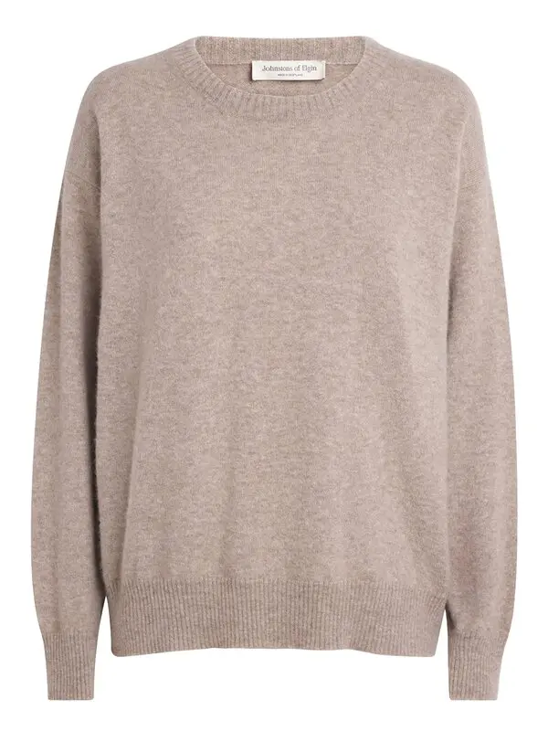 Johnstons Of Elgin Cashmere-silk Boyce Crewneck Sweater - Beige
