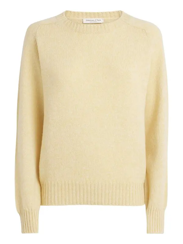 Johnstons Of Elgin Pure Lambswool Crew Neck Sweater - Yellow