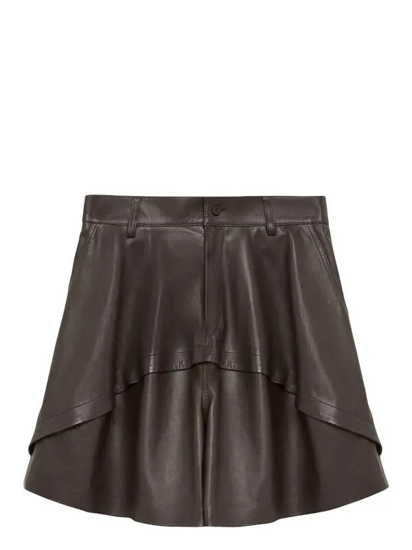 Loewe Nappa Leather Longline Wide-leg Shorts - Brown
