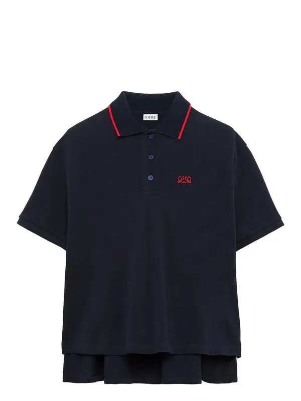Loewe Stretch-cotton Polo Shirt With Asymmetric Hem - Navy