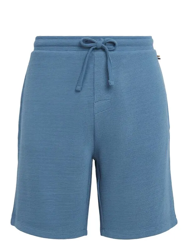 BOSS Rib-knit Logo Shorts - Blue