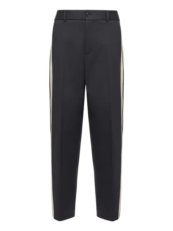 Moncler Tailored Cotton Blend Pants With Drawstring Waistband - Blue