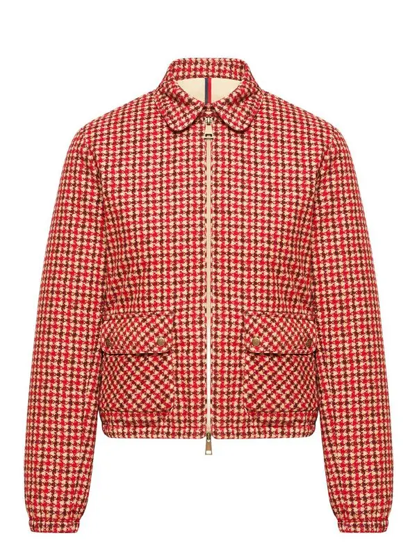 Moncler Lanset Velvet Down Shirt Jacket - Red
