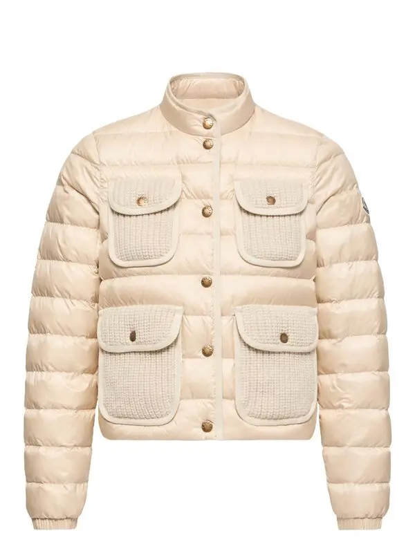 Moncler Furet Down Jacket With Wool & Cashmere Trim - Beige