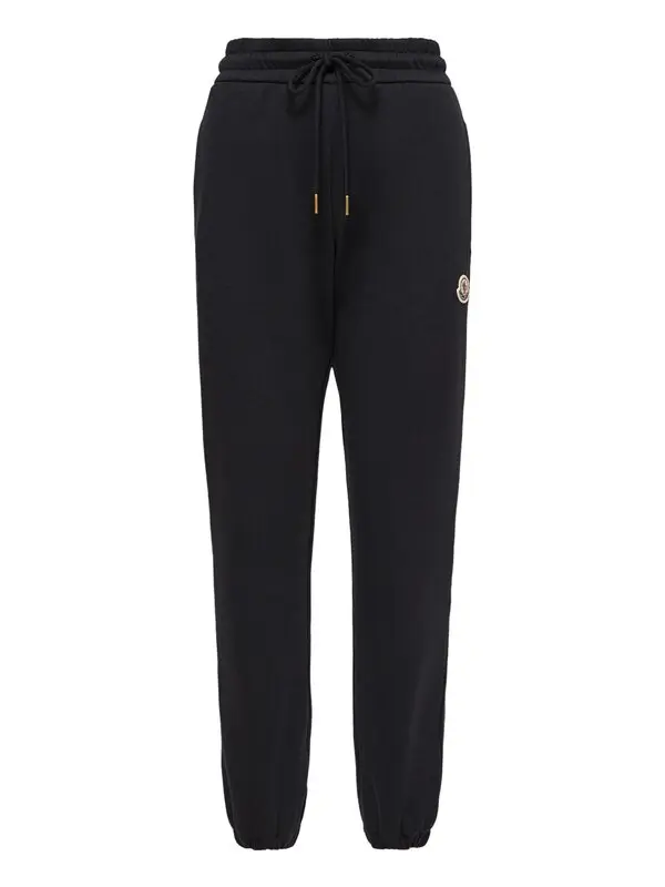 Moncler Logo Cotton Blend Fleece Sweatpants - Blue