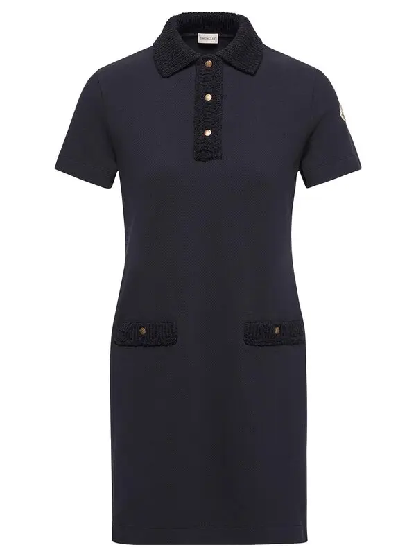 Moncler Cotton Piquet Polo Mini Dress - Blue